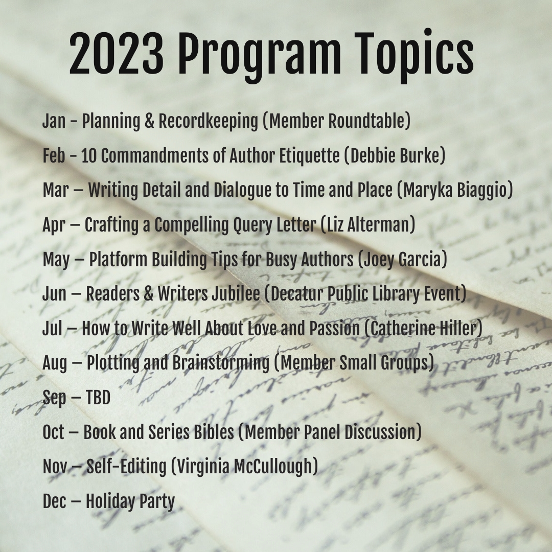 Programming for 2023 – Heart of Dixie Fiction Writers