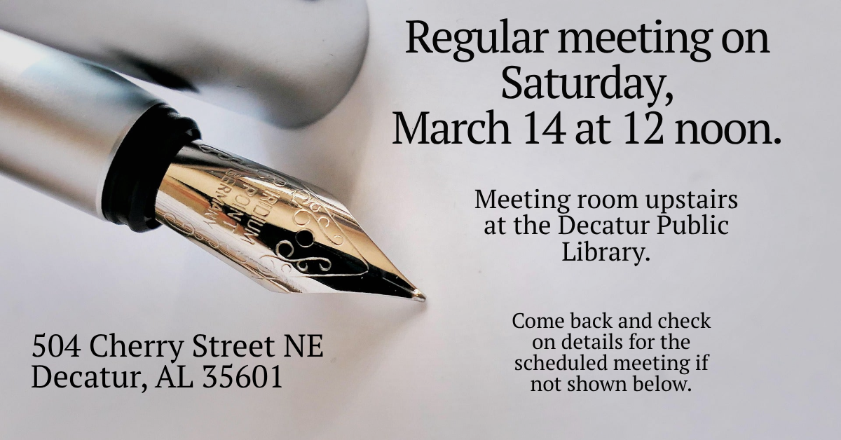 March 2026 Meeting & Presentation – Heart of Dixie Fiction Writers